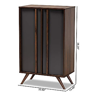 Baxton Studio Shoe Cabinets, Grey/Walnut