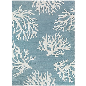 Balta Rugs Caistor Coastal Coral Print Area Rug, Light Blue, 7' 10" x 10'