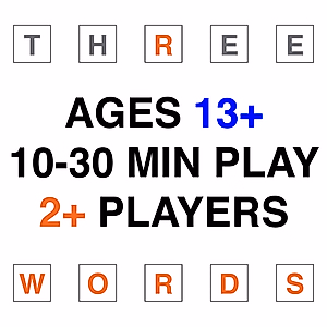 PARTY CRASH GAMES Presents: THREE WORDS OR LESS - A Simple, Yet Challenging Little Word Game; Designed for 2-6 Players 13+ Who are A Clever Wordsmith... 3 WORDS OR LESS