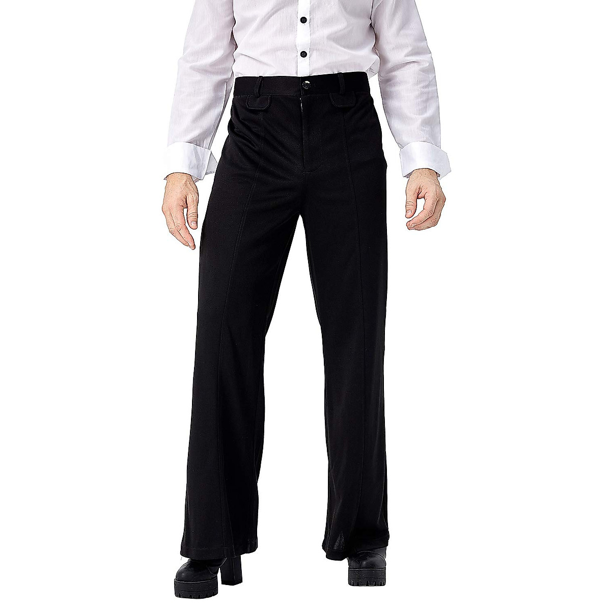 Ya-cos Men's Disco Pant Retro 70's Disco Pants Trousers Bell Bottoms (X-Large (Waist:38"), Black)