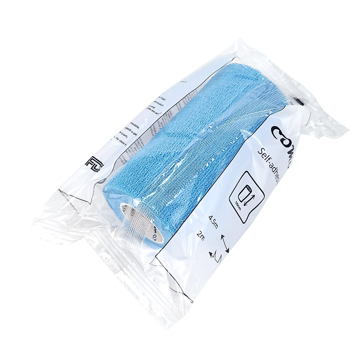 COMOmed Self Adherent Cohesive Bandage Latex 4"x5 Yards First Aid Bandages Stretch Sport Wrap Athletic Tape for Wrist Ankle Sprain and Swelling,Light Blue(12 rolls