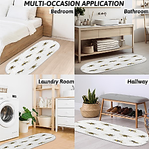 Tavisto Bee Yellow Fluffy Oval Shaggy Rugs for Bedroom Aesthetic Plush Floor Mat - Soft and Absorbent - Ideal for Living Room,Home Decor, and Playrooms