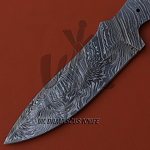 Damascus Steel Blank Blades for Knife Making Supplies, Full Tang Handmade 9 inch Damascus Hunting Knife Blank JNR 4055