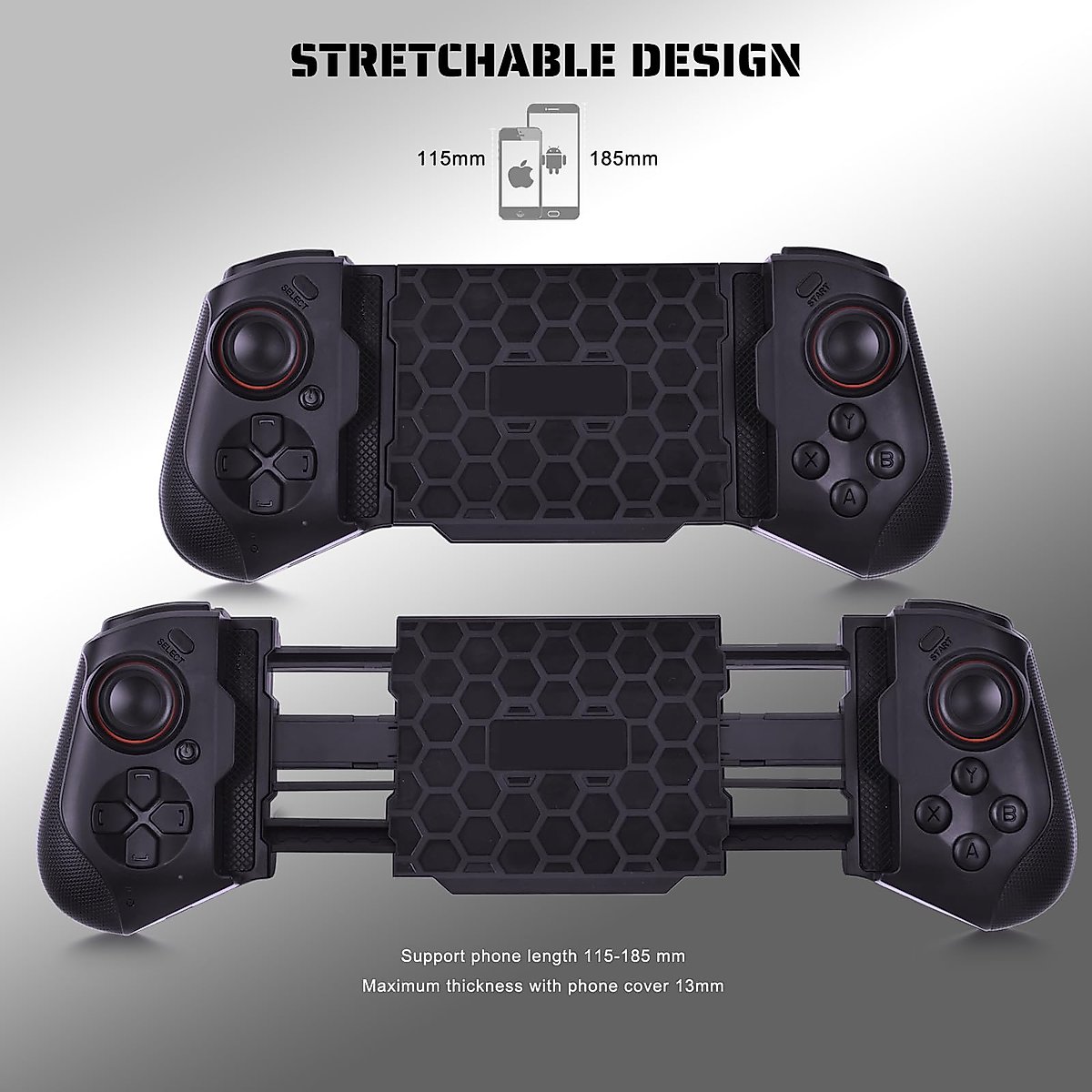arVin Wireless Gaming Controller for iPhone iOS Android PC, Bluetooth Gamepad Joystick for iPhone 15/14/13/12/iPad/MacBook/Samsung Galaxy S22/S21/S20 Ultra/Tablet/Call of Duty Mobile/Genshin Impact