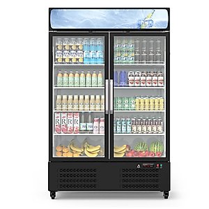 MERXENG Beverage Refrigerator, 36.3 Cu.ft Commercial Display Refrigerator Merchandise for Home Restaurant Grocery Stores, 2 Glass Door Merchandiser Refrigerator,Back Bar Beverage Cooler