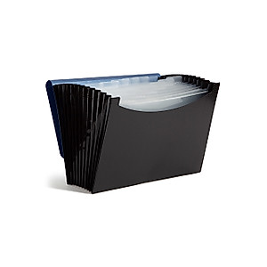 Smead Poly Frequency Expanding File, 12 Pockets, Flap and Cord Closure, Letter Size, Blue/Black (70863)