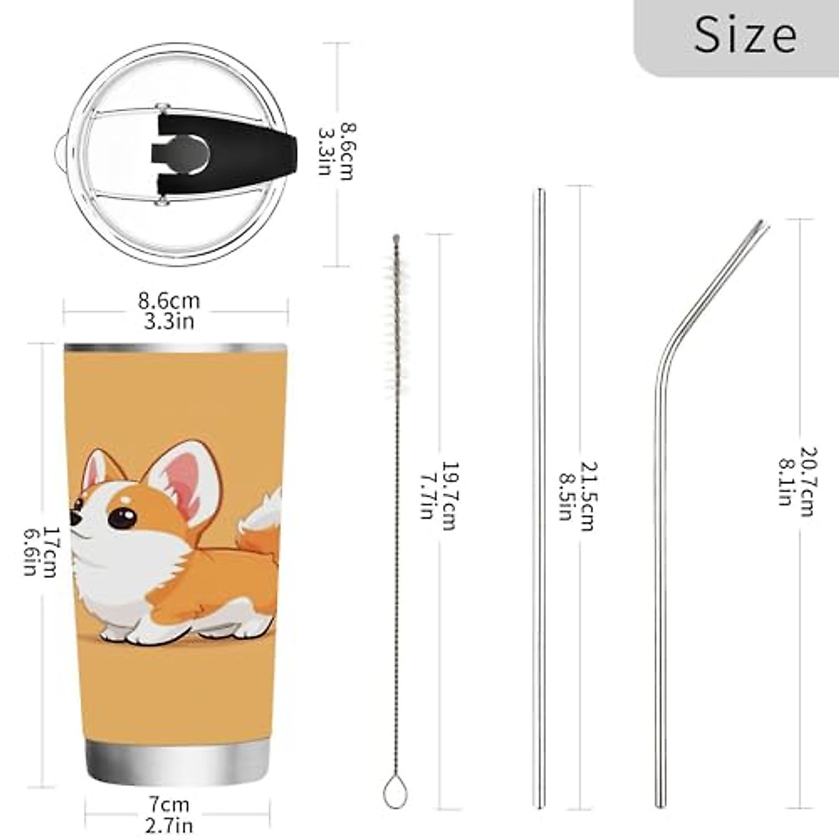 Wassud Cute Cartoon Dog 12 oz Tumbler with Lid and Straw Stainless Steel Double Wall Vacuum Tumblers Insulated Travel Coffee Mug for Cold and Hot Drinks