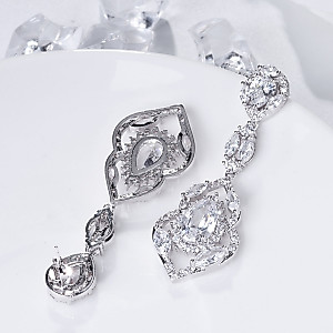 SELOVO Cubic Zirconia Bridal Teardrop Dangle Earrings Silver Tone Vintage Earrings with Clear