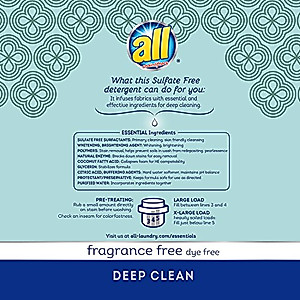 all Fresh Clean Essentials Laundry Detergent, Sulfate Free and Fragrance Free, 30 Fl Oz (Pack of 1)