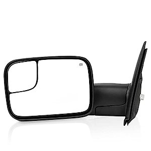 INEEDUP Tow Mirror Towing Mirror Fits for 2002-2008 for Dodge for Ram 1500 2003-2009 for Dodge for Ram 2500/3500 with Left Side Power Operation Heated Without Turn Signal Light