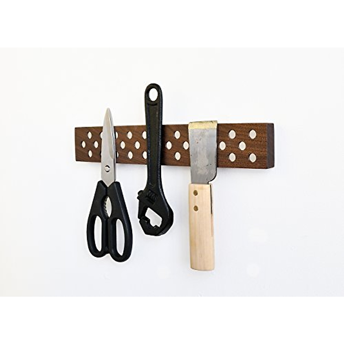 Magnetic Wooden Knife Bar Holder Strip, Cherry or Walnut, 12, 16, 20, or 24 Inch (16 Inch, Walnut)