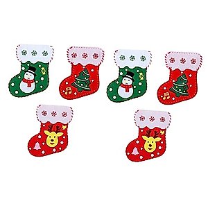 Veemoon Felt Christmas Ornament Kits 6 Pcs Xmas Party Favor Wall Hanging DIY Felt Non-Woven Fabric Hanging Bag Materials Christmas Stocking Making Kit Handmade DIY Materials Kit Suite