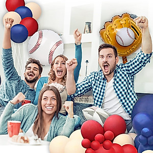 Teddyparty Baseball Balloon Arch Garland, Red Nude and Navy Blue Balloon Garland Kit Birthday Party for Boy Sports Balloons Gender Reveal Decoration