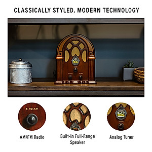 Crosley CR31D-WA Companion Retro AM/FM Tabletop Radio with Bluetooth Receiver, Walnut