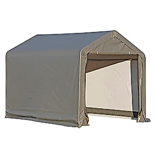 Quality Outdoor Shed-in-A-Box Portable Storage Shelter,Triple Layer, Heat Bonded, Ripstop Waterproof Polyethylene Cover, Premium Powder-Coated No Rust Frame, Sandstone (6'x6'x6', Gray)