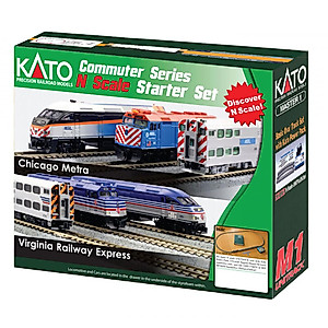 Kato USA Model Train Products N MP36PH and Gallery Bi-Level Commuter Series Chicago Metra UNITRACK Starter Set