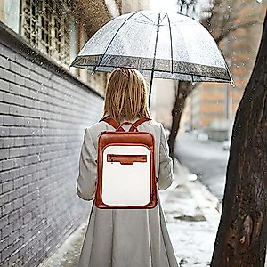 GUETES Leather Laptop Backpack, for Women and Men 15.6 inch Computer Backpack Travel Large Business Work College Daypack, Off White+ Brown