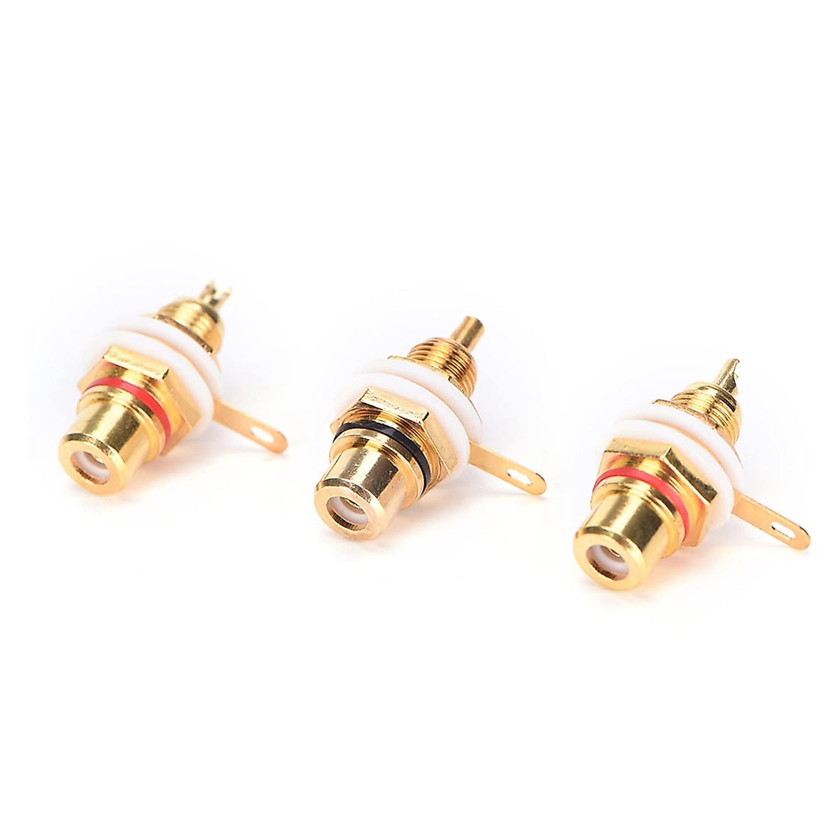 AANAN 10pcs/lot Panel Mount Gold Plated RCA Female Plug Jack Audio Socket Amplifier Chassis Phono Connector with Nut Solder Cup