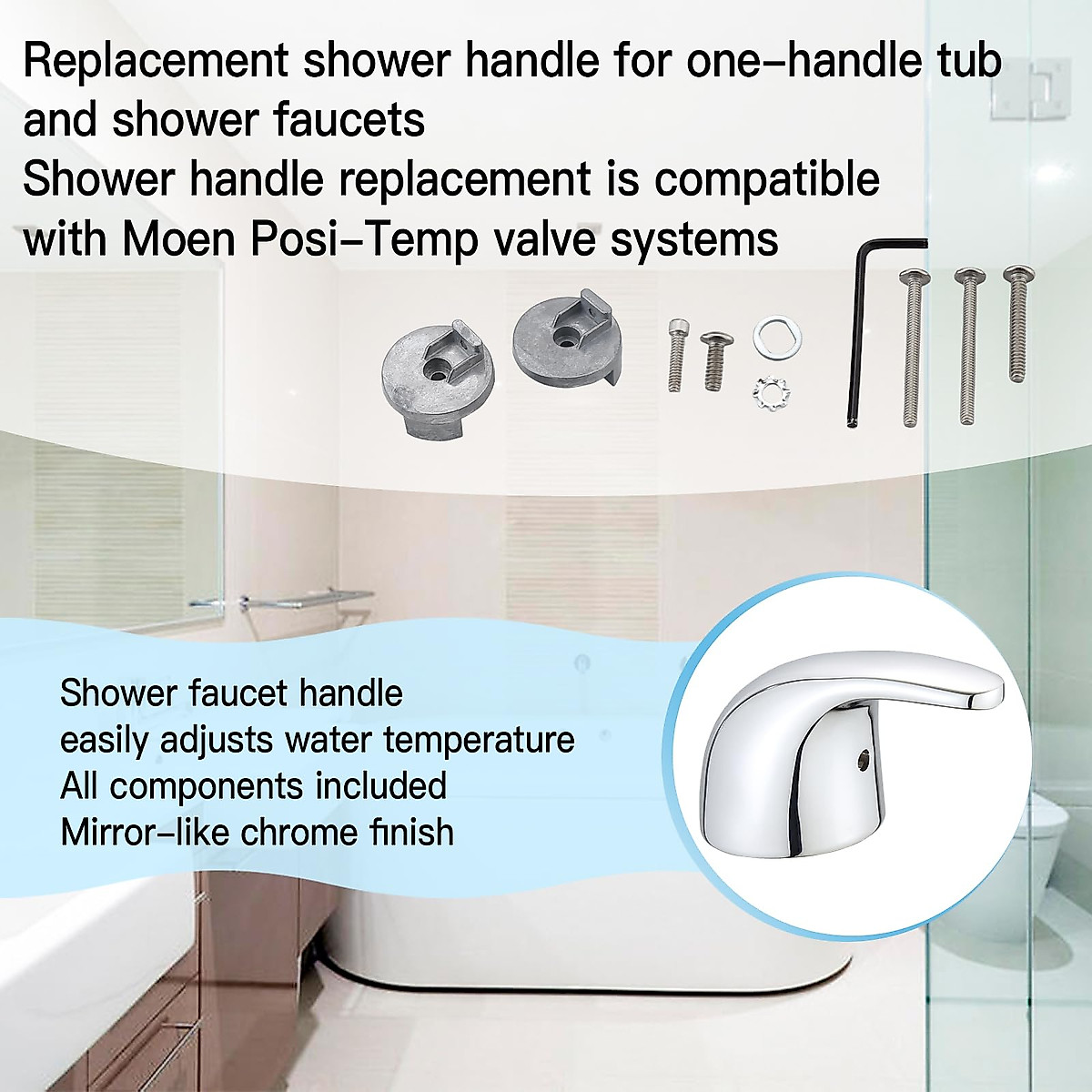 Shower Knob Replacement(100657) for Moen Lever Shower Handle, Compatible with Moen PosiTemp Valve Systems, Brushed Nickel