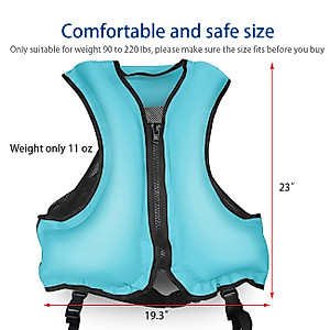 PQPB Snorkel Vests for Adult Inflatable Floatage Jacket Upgraded Buoyancy Kayak Aid Swim Jackets with Leg Straps Blue (SOF00002)