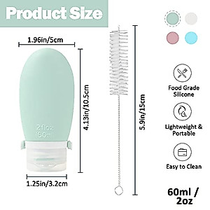 TACYKIBD 4Pcs Squeeze Salad Dressing Bottles, Leakproof Medium Oval Sauce Condiment Bottles with Bandage and Dressing to Go for Lunch, Portable Salad Dressing Container with 2Pcs Cleaning Brush(2OZ)