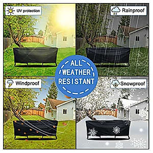 Auzfy Patio Furniture Covers Waterproof, 88.6" L x 88.6" W x 27.6" H, Square Outdoor Table Cover 420D Oxford Outdoor Furniture Protector Anti-UV Rain Snow Dust Wind, Black
