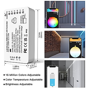 GLEDOPTO ZigBee 3.0 LED Strip Controller RGB+CCT Mix Dimmable Compatible with SmartThings Amazon Echo Plus App/Voice Control for RGB Warm White Cold White LED Strip Light (Require ZigBee Hub)