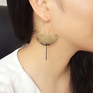 Figaro Design Fashion Exaggerated 18K Gold Geometric Multi-layer Half Circle Dangle Drop Earring for Women