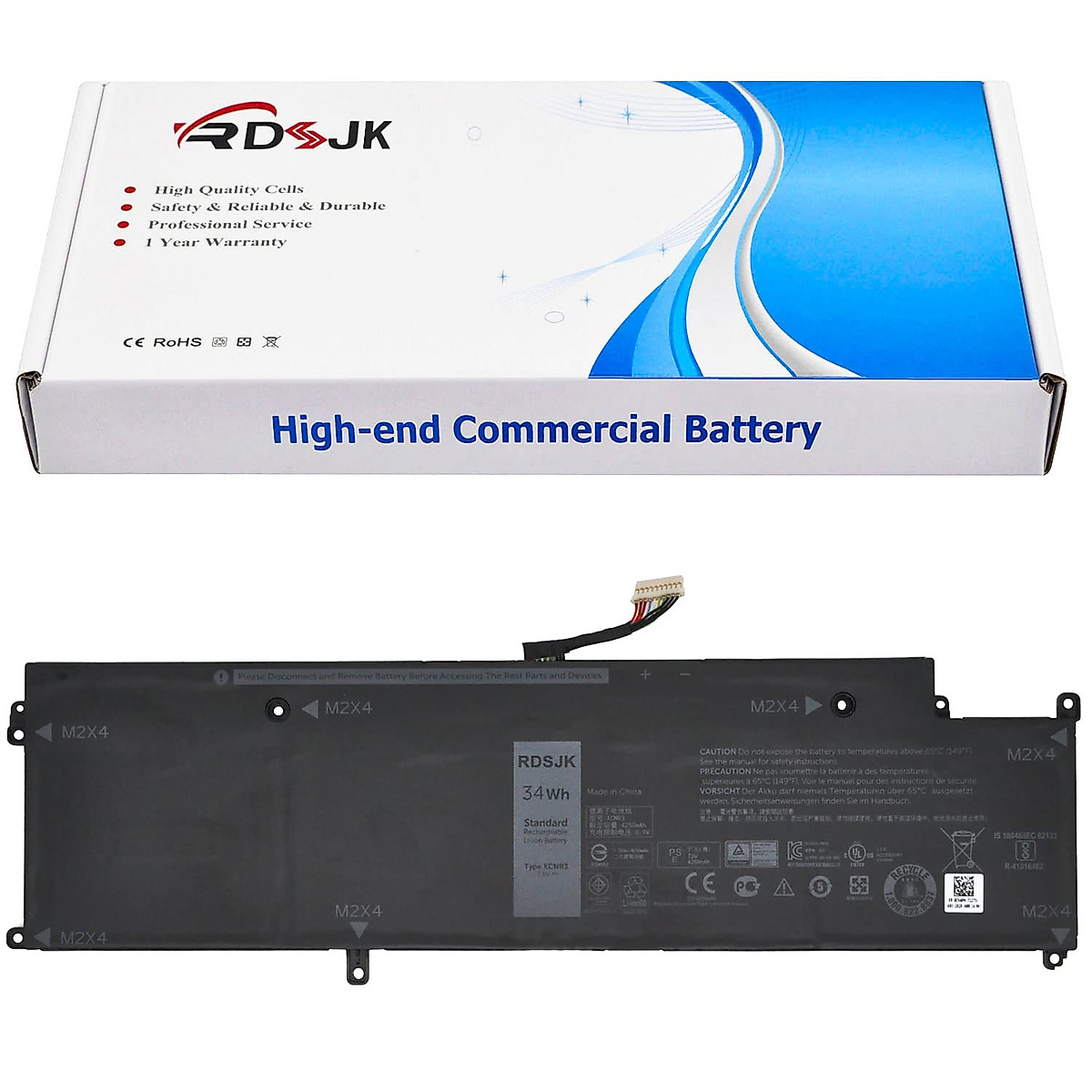 RDSJK XCNR3 Laptop Battery for Dell Latitude 13 7370 E7370 Ultrabook Series 0XCNR3 P63NY N3KPR G7X14 0G7X14 4H34M WV7CG 0WV7CG MH25J 0MH25J 7.6V 34Wh