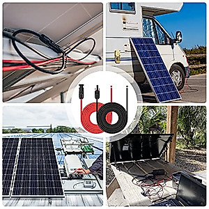 iGreely 20 Feet 10AWG Solar Extension Cable with Female and Male Connector Solar Panel Wire Adapter (20FT Red + 20FT Black)