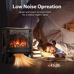 Kismile Electric Fireplace Stove,1500W Infrared Fireplace Heater with 3D Realistic Flame,Overheating Protection,22inch Portable Freestanding Electric Fireplace for Indoor Use