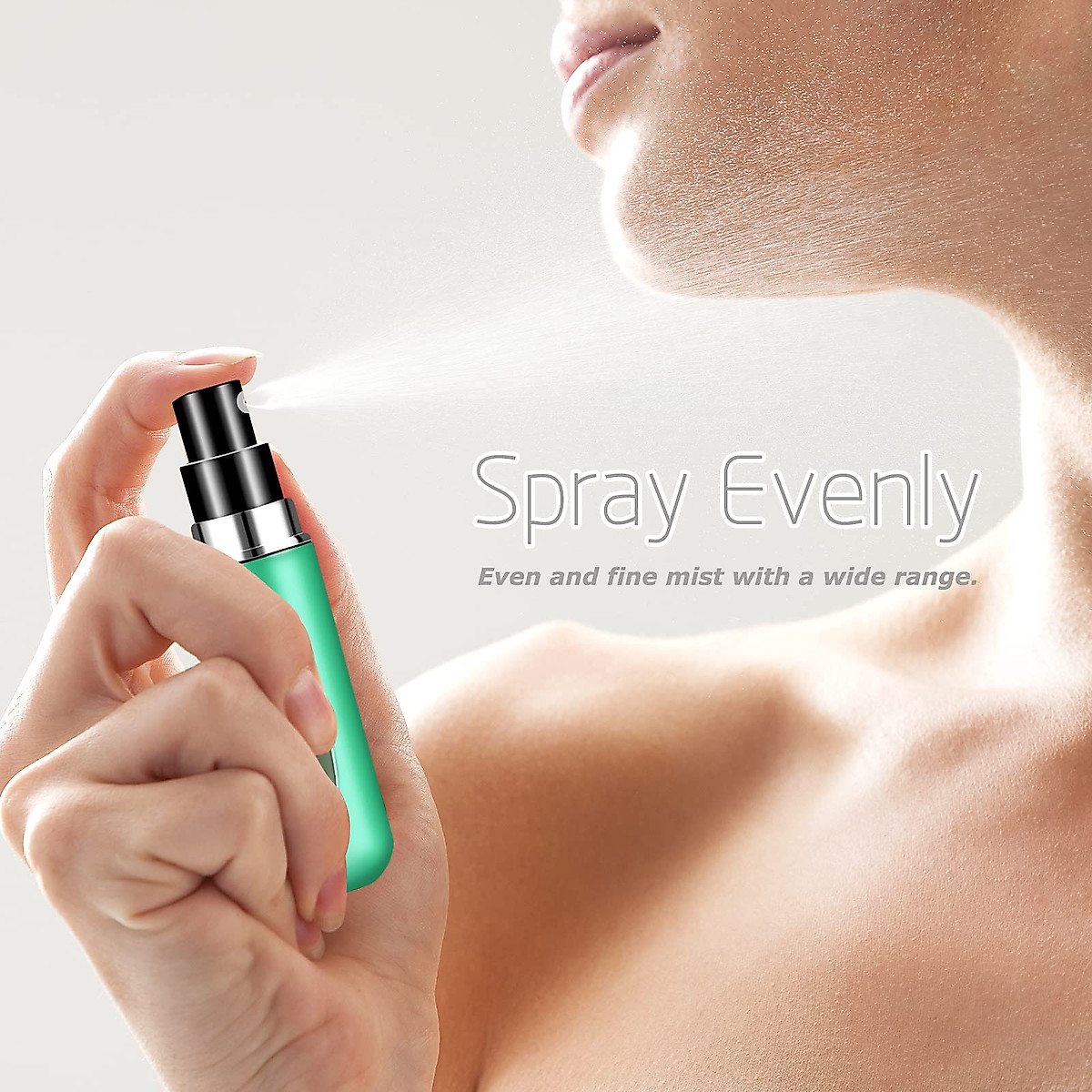 Kewjug Refillable Mini Perfume Atomizer Bottle，Portable Separate Bottles，Travel and Outings Spray Boxes Dispensers 5ml/0.2oz (Green)