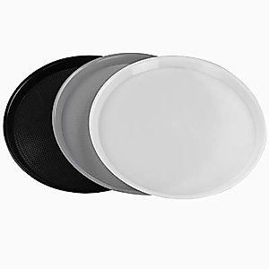Wekioger Plastic Round Serving Tray, 13.5-Inch, Set of 3 (White, Black, Grey)