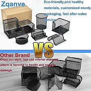 Pen Holder for Desk, 6 Pieces Mesh Desk Organizer set 3 Compartments pens holder, Mail Organizer Letter Holder Home Office Supplies Caddy Storage Baskets for Desktop Accessories(6 Piece set, Black)