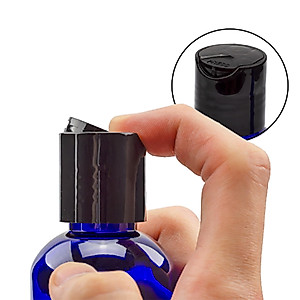 4oz Empty Cobalt Blue Plastic Squeeze Bottles with Disc Top Flip Cap (6 pack); BPA-Free Containers For Shampoo, Lotions, Liquid Body Soap, Creams