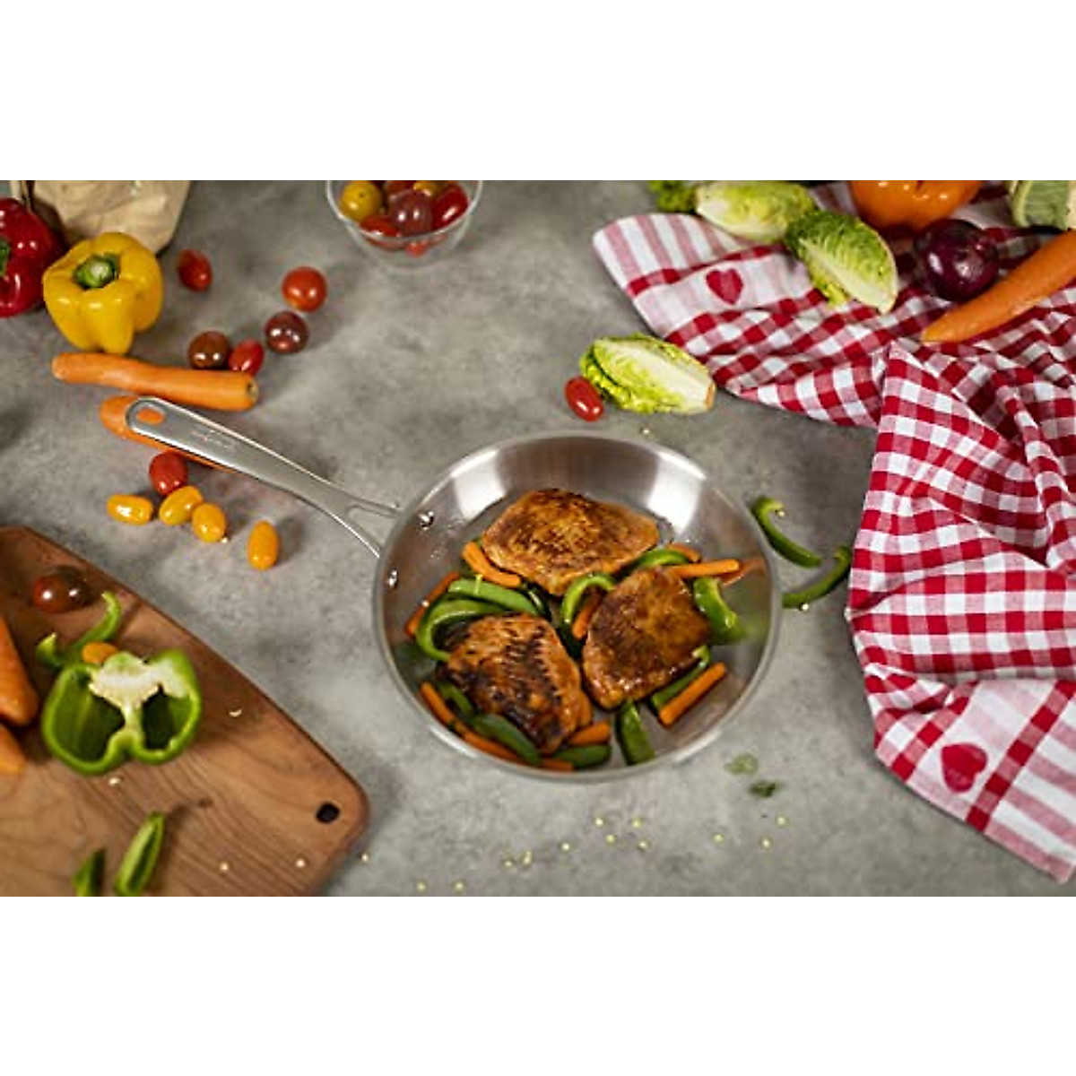 KUHN RIKON Allround Oven-Safe Induction Uncoated Frying Pan, 28 cm, Stainless Steel, Silver