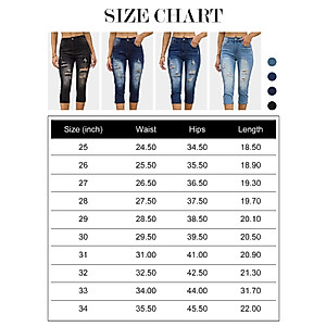 BWQ Womens Ripped Capri Jeans - Skinny Stretch Destroyed Slim Fit Denim Capri Pant