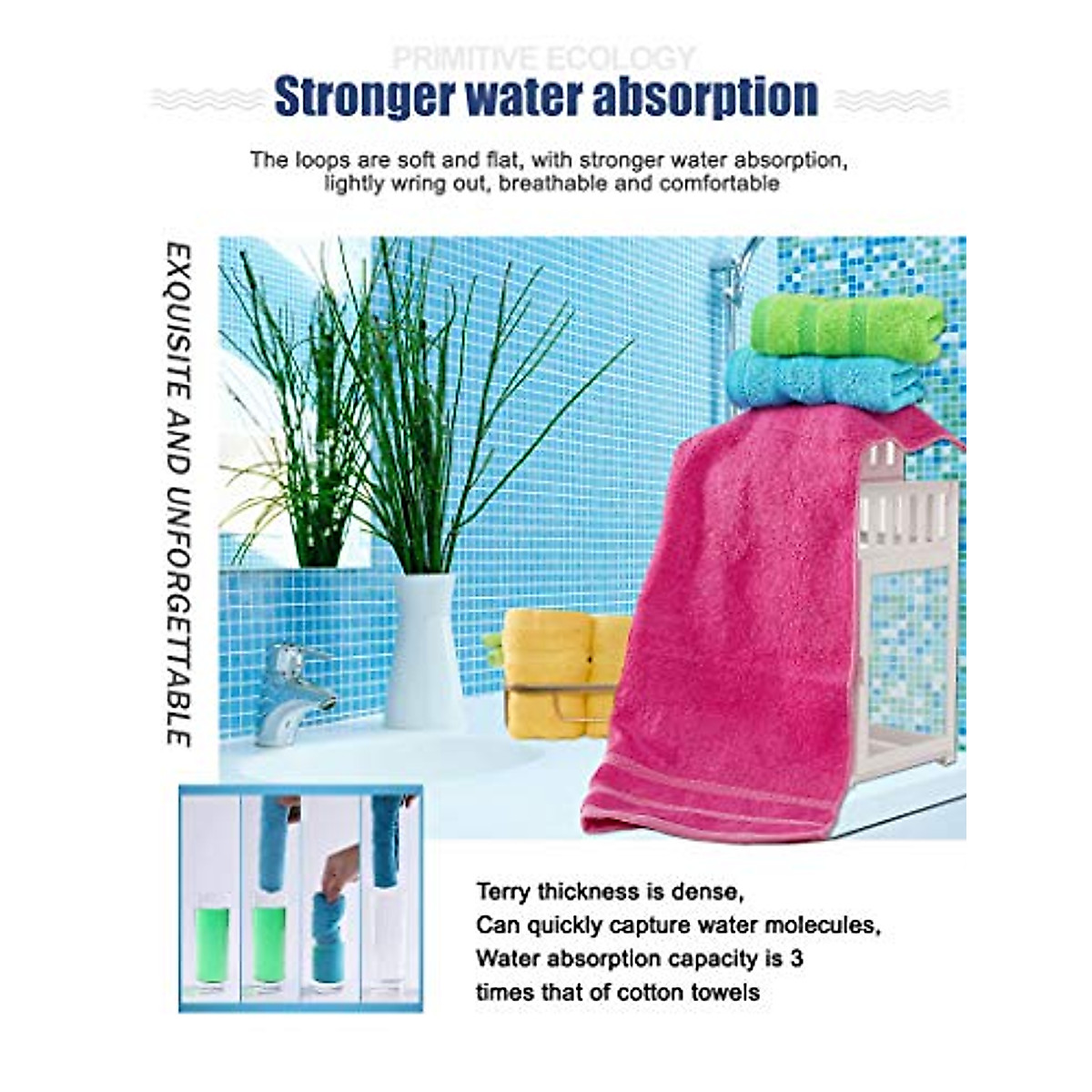 MEMRUI Wood Fiber Kids Towels + Stripe Hand Towels Set