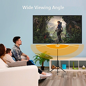 Projector Screen with Stand, 60 Inch Outdoor Projector Screen 16:9 and Stand, Portable Projector Screen with Aluminium Frame, Lightweight and Compact, Easy Setup, Idea for Home Cinema, Backyard Party