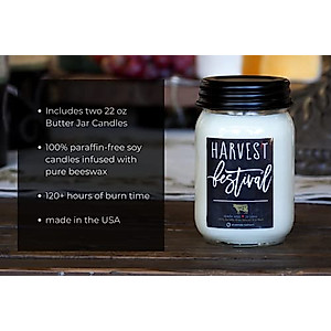 Milkhouse Candle Company Harvest Festival 2-Pack Mason Jar Candles | 13oz Glass Jar Scented Candles for The Home | Farmhouse Home Decor | Soy Candles USA