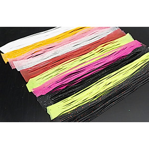 20Pc 10Colours Fishing Jig Lures Mixed Colors DIY Silicone Whole Sheet Skirts for Jig Lures Regular Skirt Colours with Fly Tying Material Free Rubber Band CMB5#