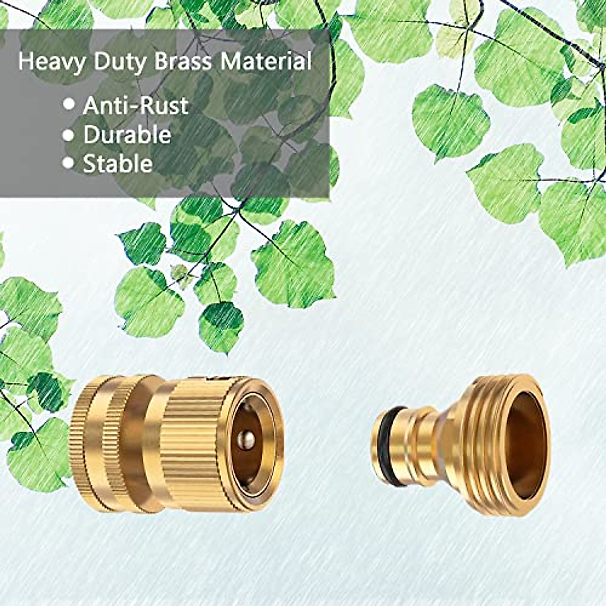 BoArt (6 Sets Garden Hose Quick Connector Set, Solid Brass 3/4 Inch Water Fitings Thread Easy Connect No-Leak Male Female