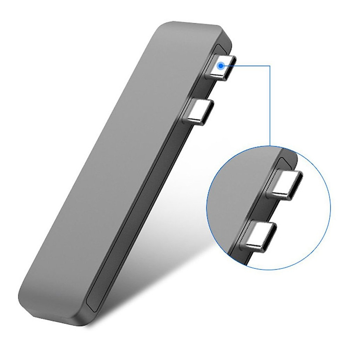 GAOHOU USB Type-C Hub 6-in-1 Dual Type-C Interface Converter Rapid Transmission Gray