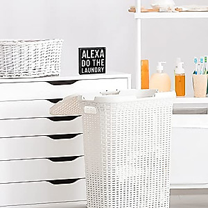 Classic Box Sign Wooden Box Sign Black White Box Sign Decorative Letters Wood Box Plaque for Shelf Living Room Bathroom Laundry Decor (Alexa Do The Laundry)