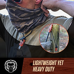 Wood Handle Fire Starter Ferro Rod Gift Set W/Finger Grip Survival Bushcraft Gear (Dark Brown)