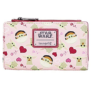 Loungefly Star Wars Baby Yoda Pink All Over Print Faux Leather Wallet