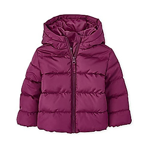 The Children's Place baby girls And Toddler Medium Weight Puffer Jacket, Wind-resistant, Water-resistant Jacket, Purple Rose, 5T US
