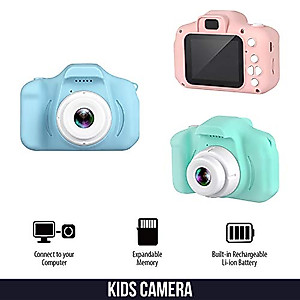 Dartwood 1080p Digital Camera for Kids with 2.0” Color Display Screen & Micro-SD Card Slot for Children - 32GB SD Card Included (Blue)