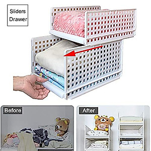 Yoillione White Wardrobe Closet Organizers Clothes Storage Organizer Wardrobe Shelve,Sinside Closet Organizer Container Closet Storage Drawers,Plastic Bathroom Kitchen Cupboard Organizer