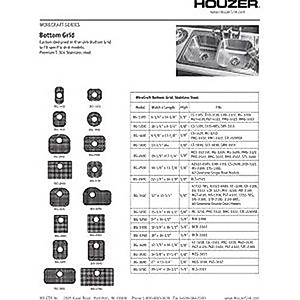Houzer BG-2500 Wirecraft Kitchen Sink Bottom Grid, 18.5-Inch by 13.25-Inch